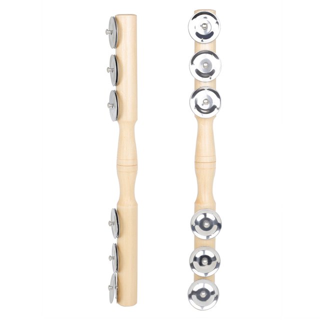 2 Pcs Six Bell Stick Toy Musical Instruments Kids Wooden Baby Tool ...