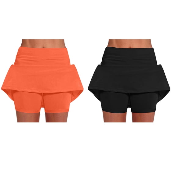 2 Pcs Skort for Women High Waist Athletic Skirt with Built-In Shorts ...