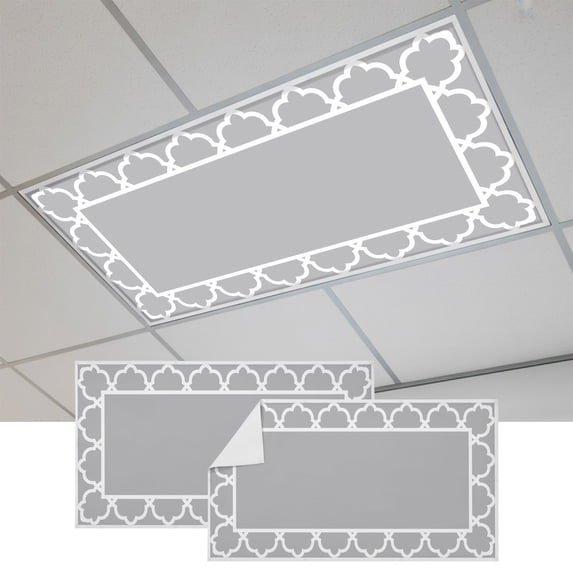 2 Pcs Slate Gray Fluorescent Light Covers Geometric Morocco Printed ...