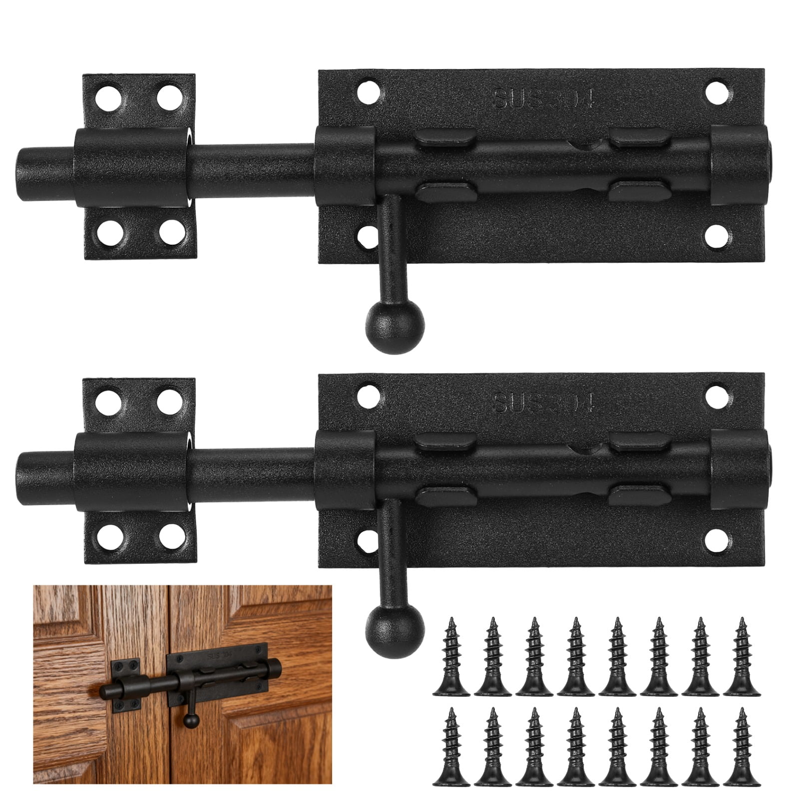 2 Pcs Slide Bolt Gate Latches, 6.3" 304 Stainless Steel Solid Latches ...