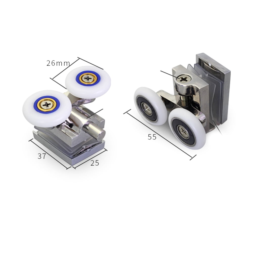 2 Pcs Sliding Door Double Wheeled Spring Roller Bathroom Rollers Shower ...