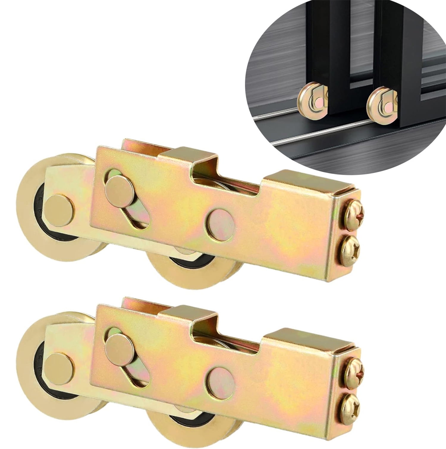 2 Pcs Sliding Door Window Wheels,Happon 1-1/4 Inches Steel Ball Wheel ...