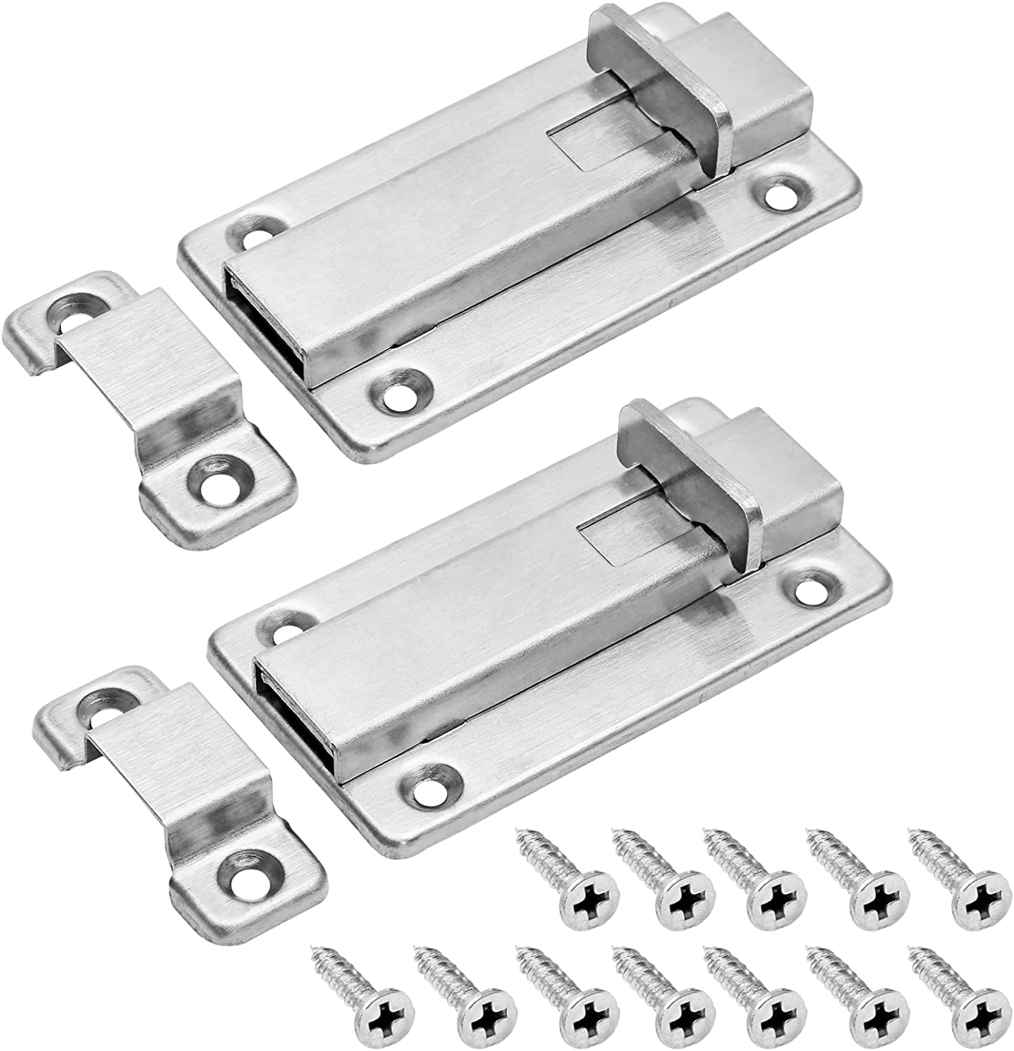 2 Pcs Sliding Lock 3-1/2" Stainless Steel Barrel Bolt Latch Heavy Duty ...