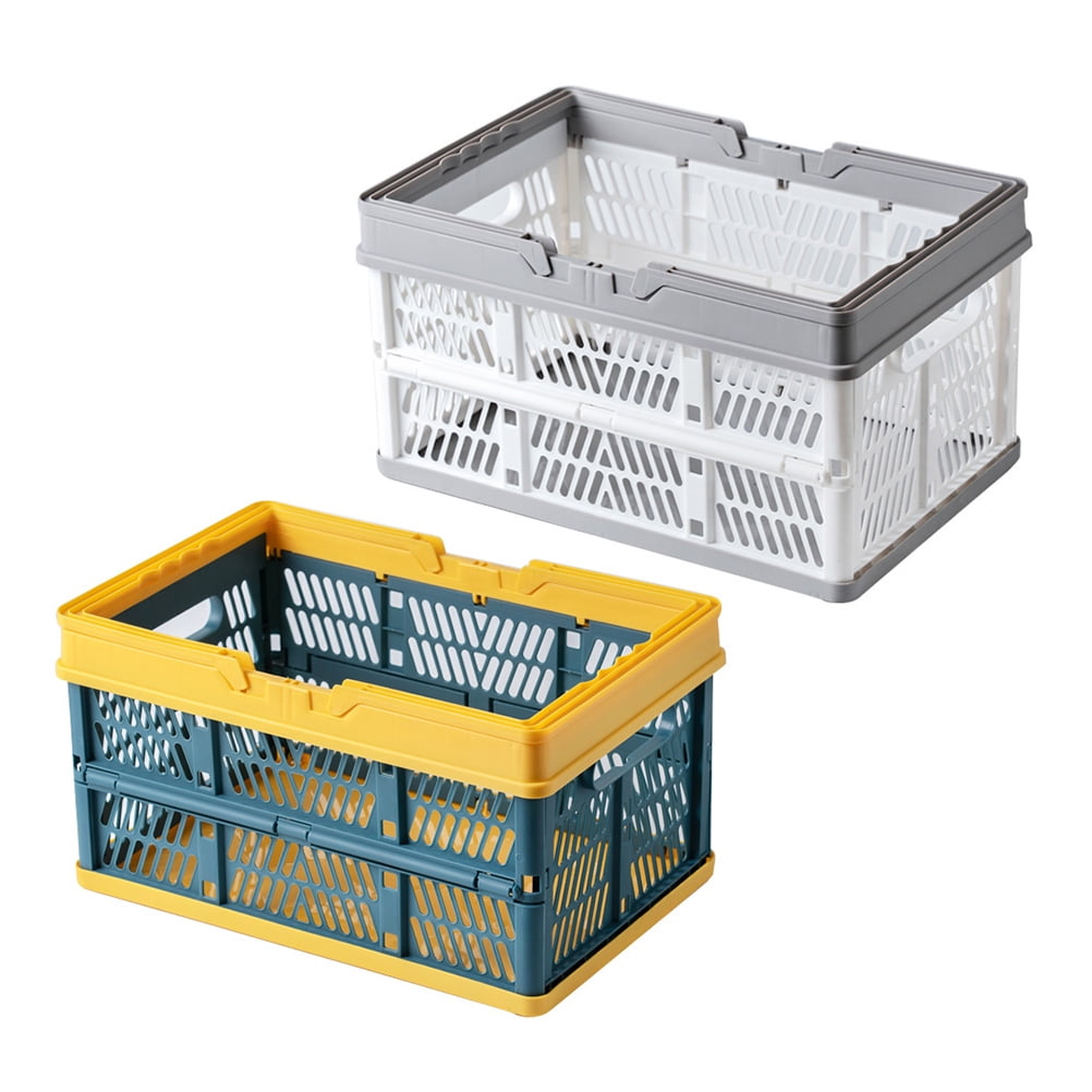 2 Pcs Small Basket Collapsible Crate Stackable Cube Foldable - Walmart.com