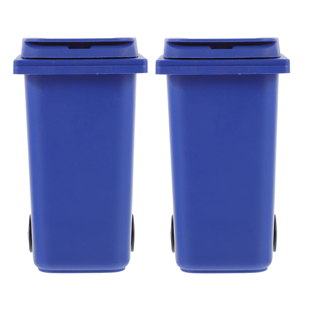 2 Pcs Small Garbage Bucket Trash Can for Desk Lid Mini Curbside Bin ...