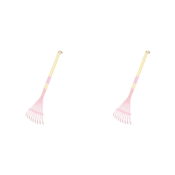 2 Pcs Small Leaf Rake Wooden Handle Leaf Rake with Metal Tines, 27 ...