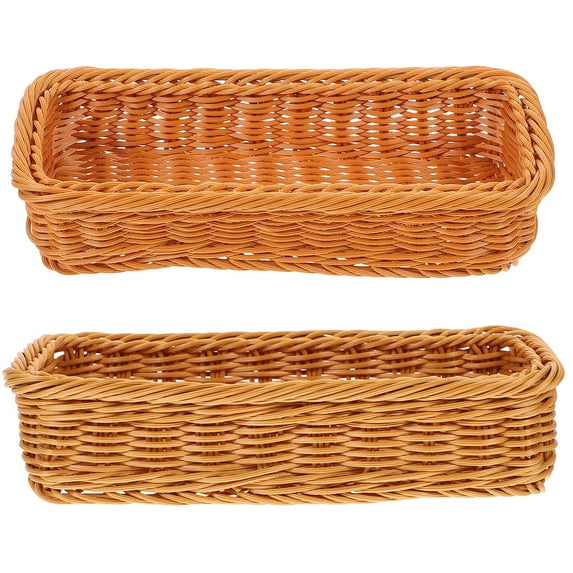 2 Pcs Small Narrow Wicker Baskets Kitchen Storage Box Practical ...