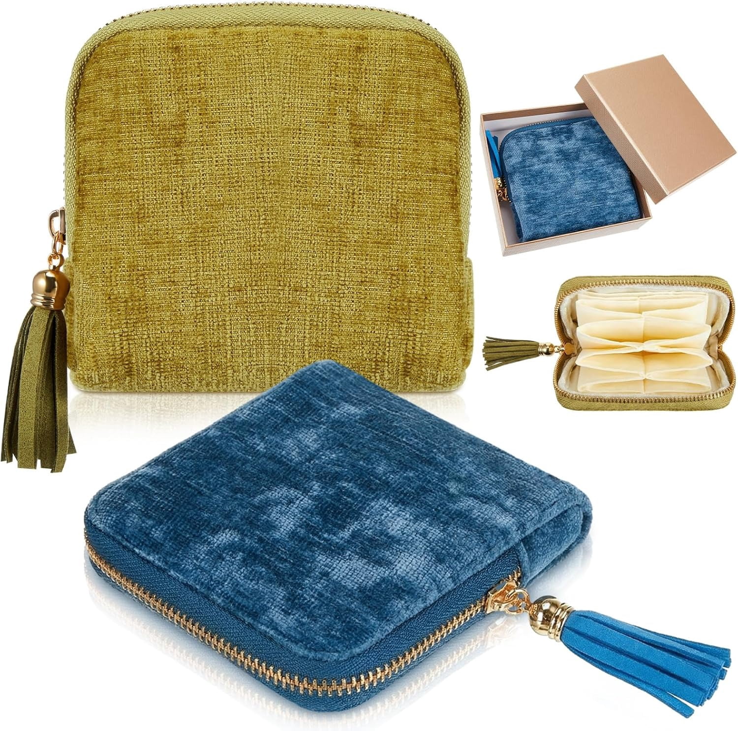 2 Pcs Small Travel Jewelry Case, Mini Soft Velvet Organizer Pouch for ...