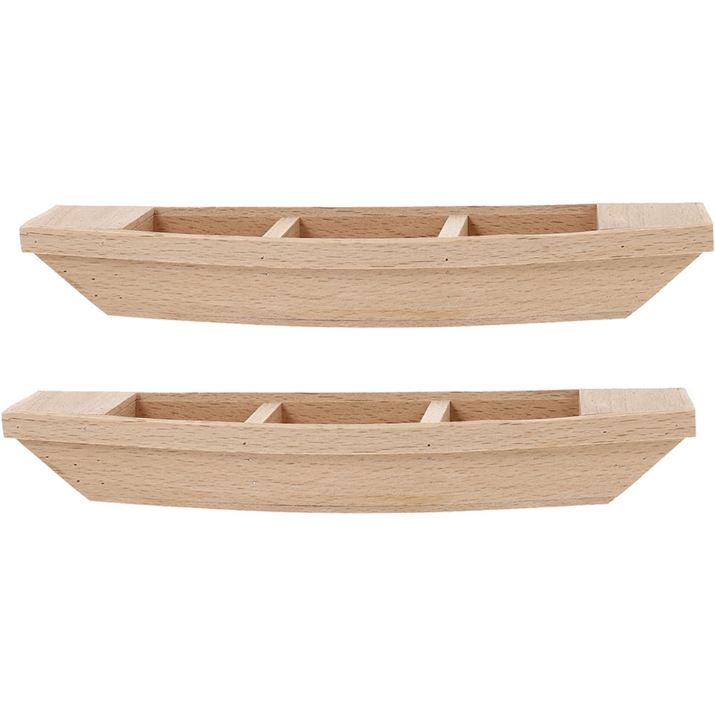 2 Pcs Small Wooden Boat Toy Wooden Playset Wooden Boat Model Wooden ...