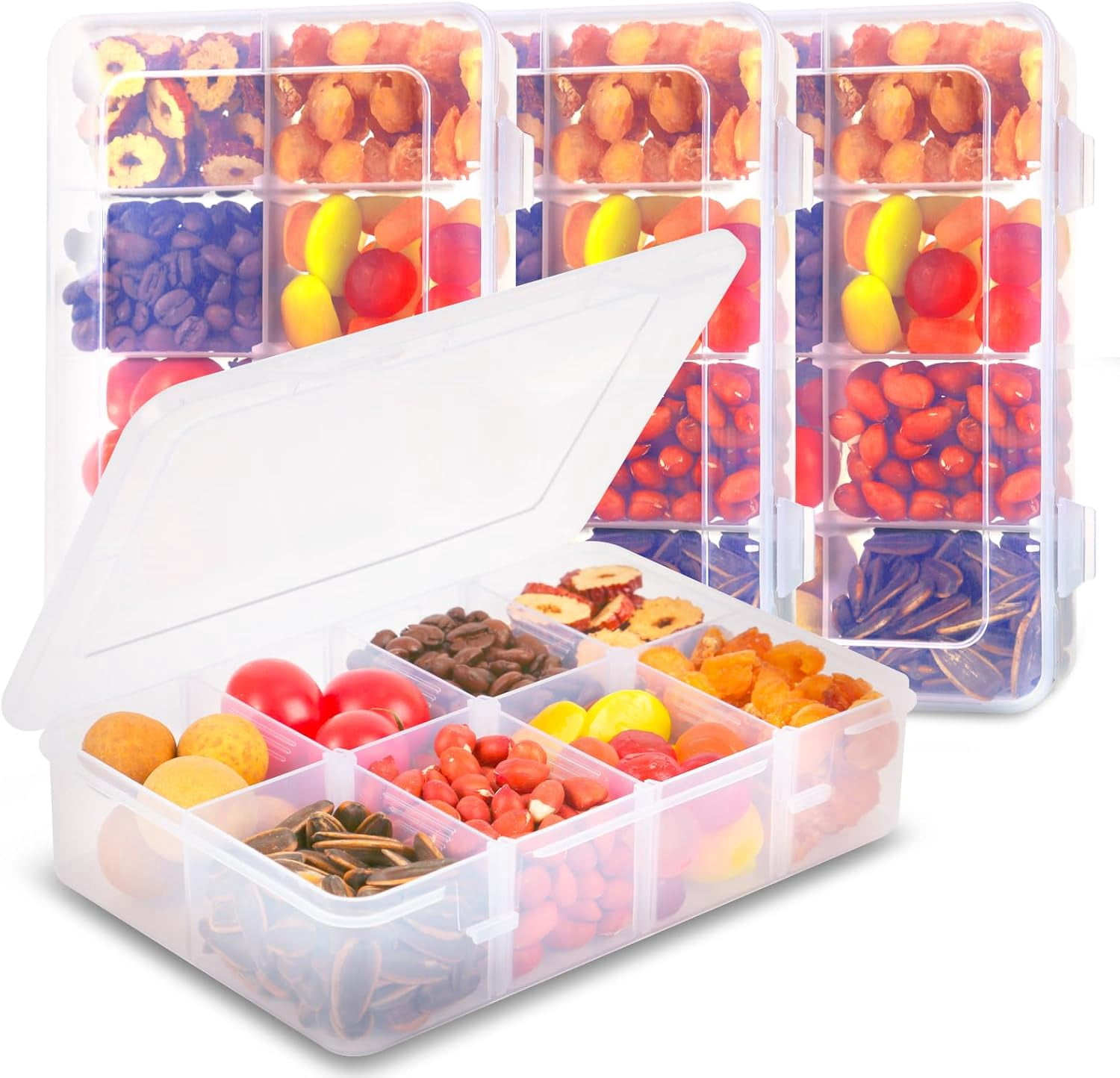 2 Pcs Snack Boxes 8 Compartments Snack Containers Reusable Meal Prep ...