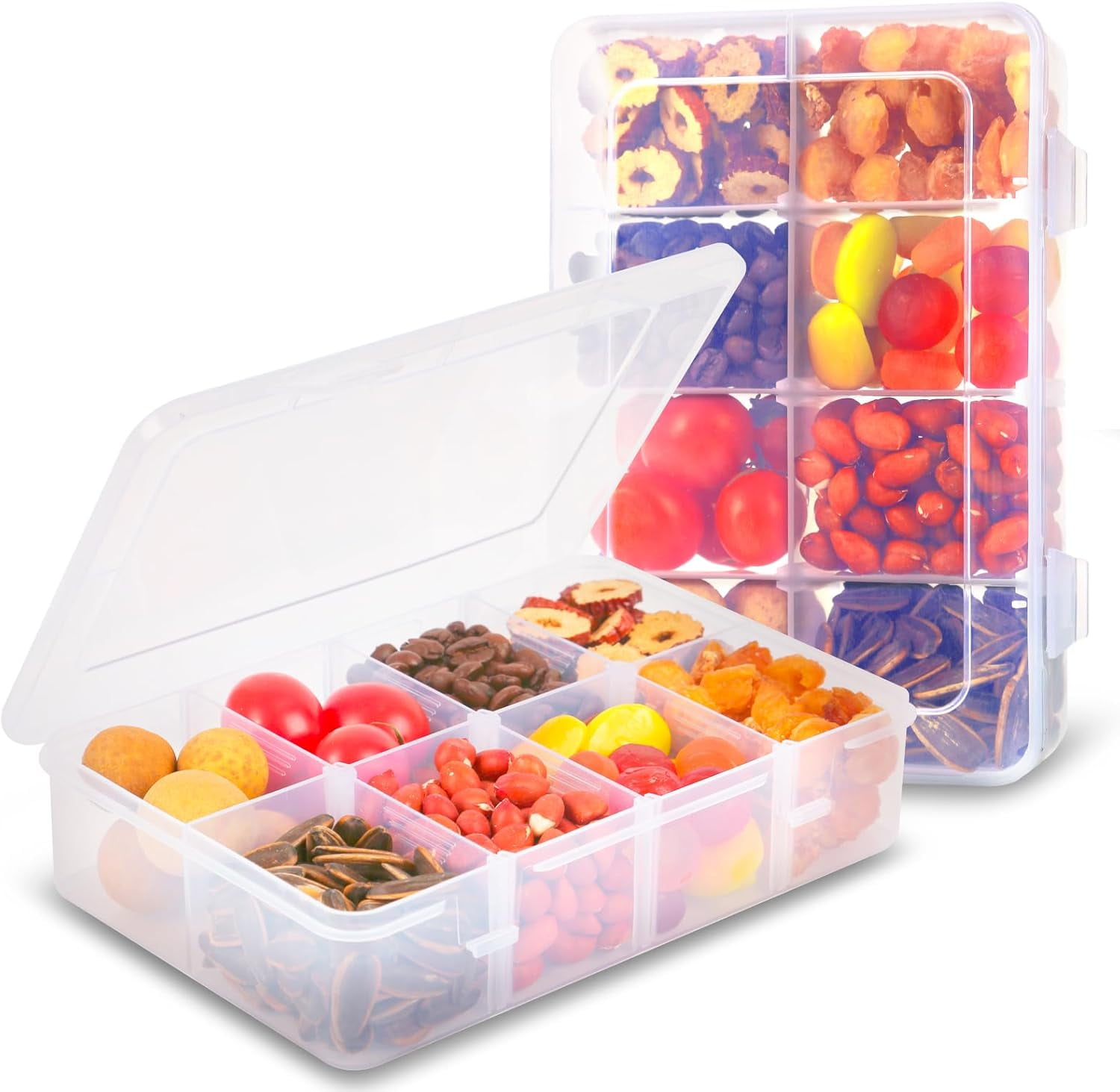 2 Pcs Reusable Snack Boxes 8 Compartments Meal Prep Containers, BPA ...