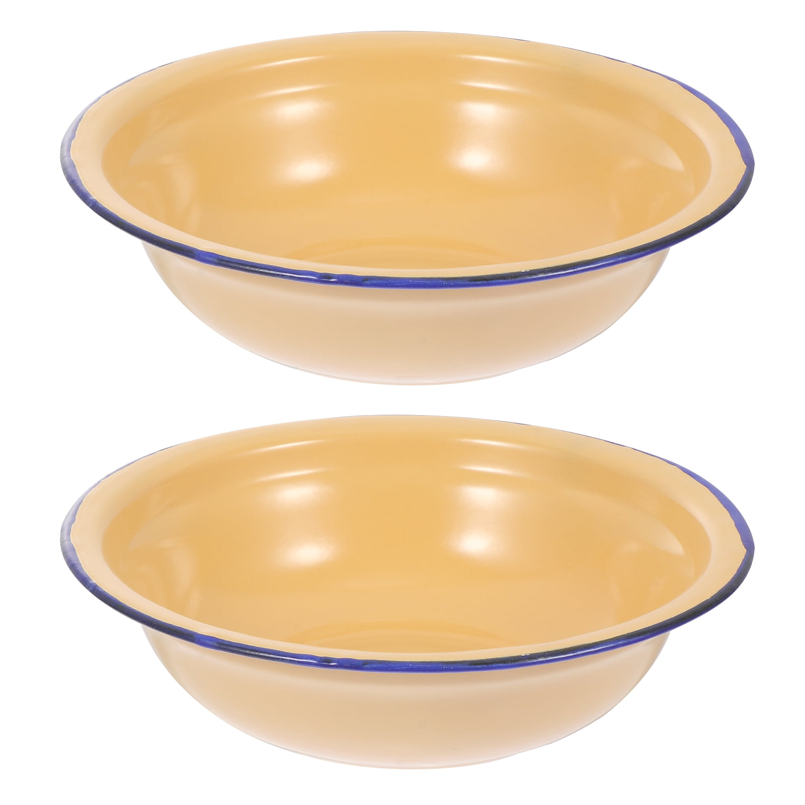 2Pcs Vintage Enamel Basins Thick Soup Plates Practical Tableware ...