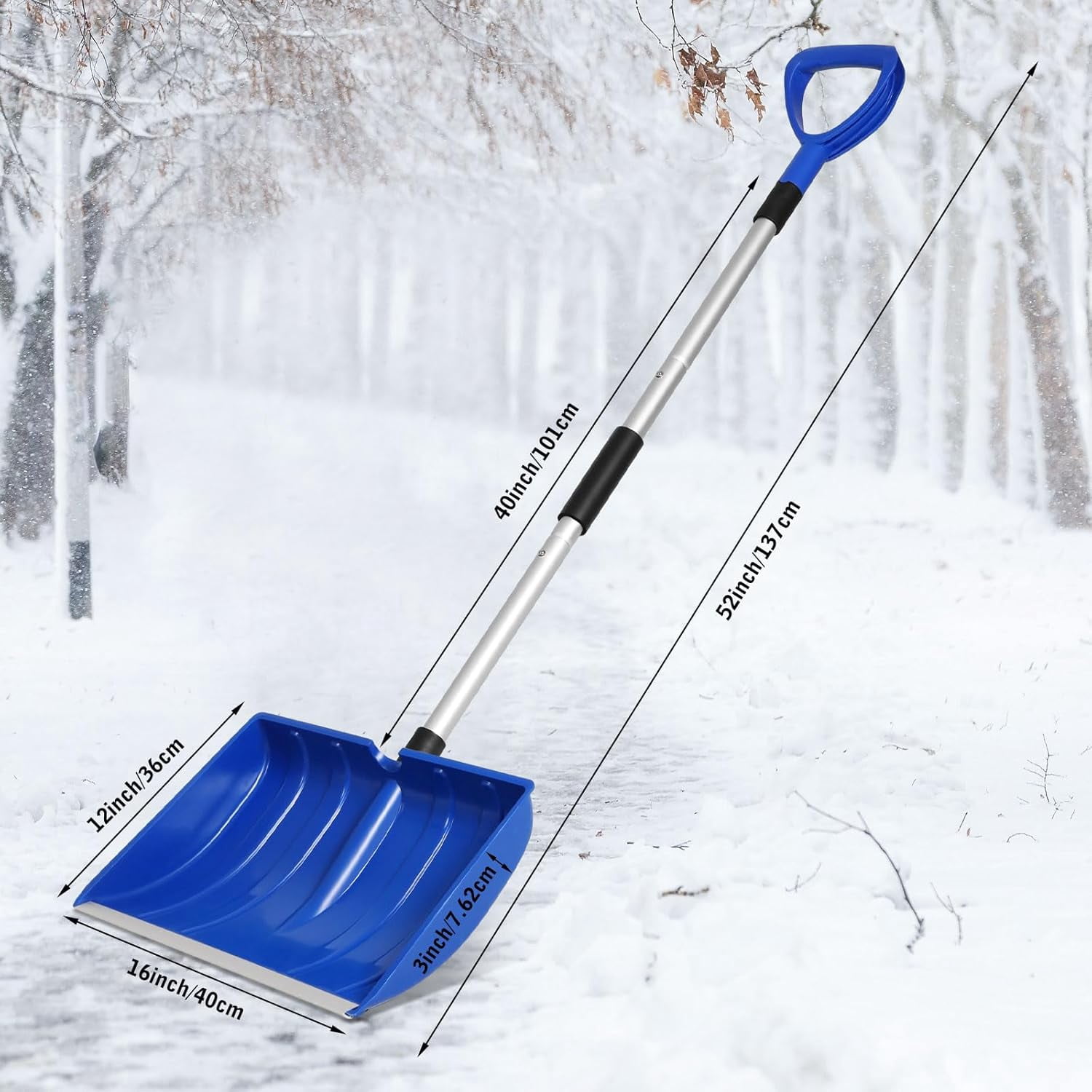 2 Pcs Snow Shovel for Driveway 40-52 Inch Long Portable Collapsible ...