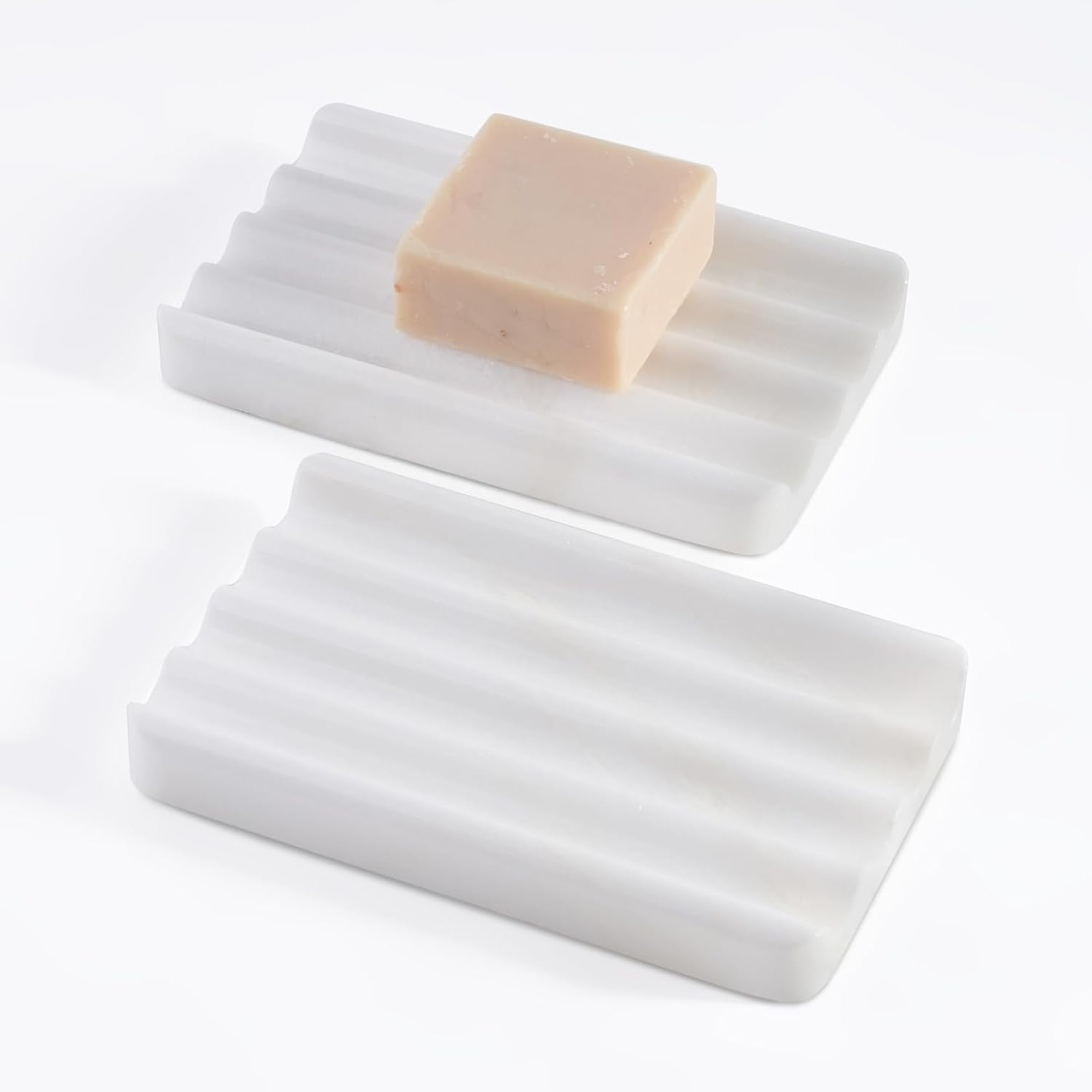 2 Pcs Soap Holder for Bathroom, Marble Soap Dish for Kitchen Countertop ...