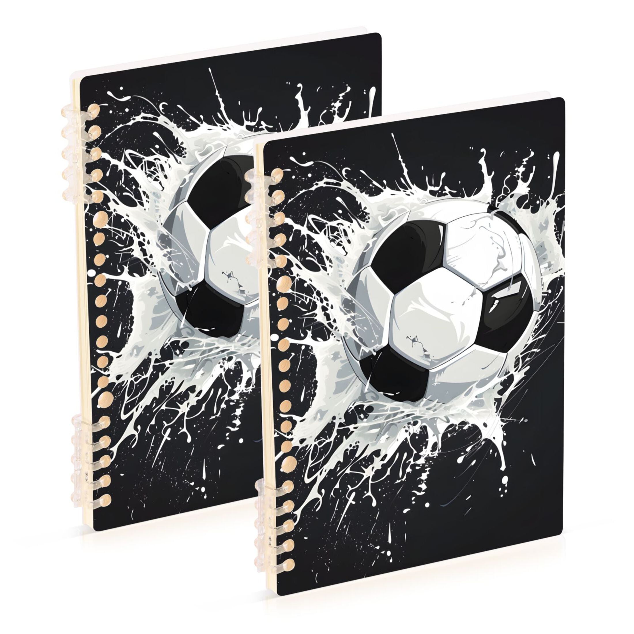 2 Pcs Soccer Ball Spiral Notebooks 60 Sheets 120 Pages A5 Journal ...