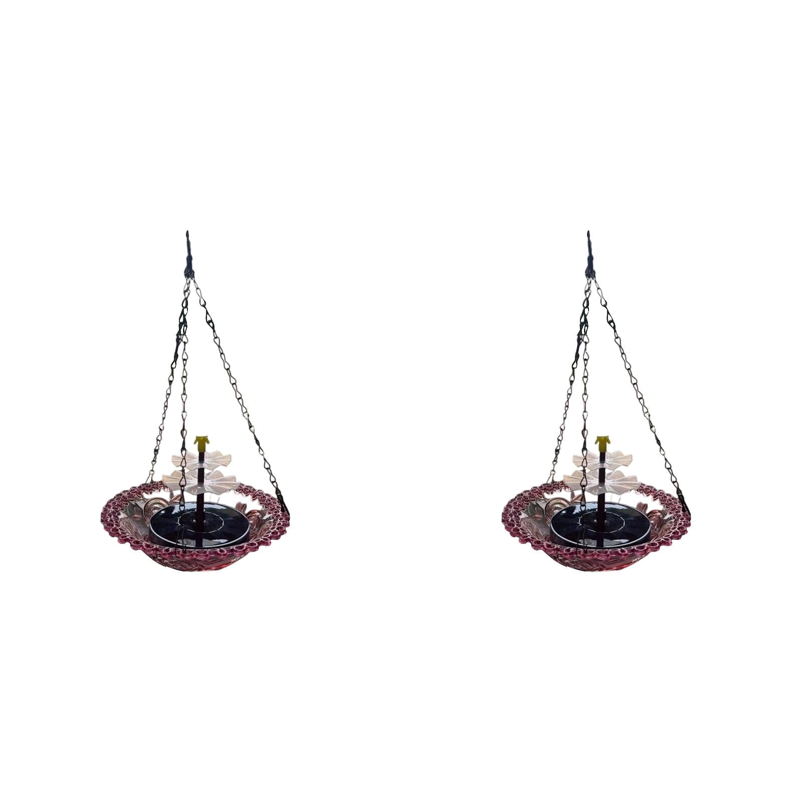 2 Pcs Solar Cascading Hanging Bird Bath Fountain, Solar Powered ...