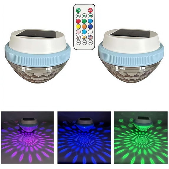 2 Pcs Solar Floating Pool Lights - Color Changing LED Lamp with ...