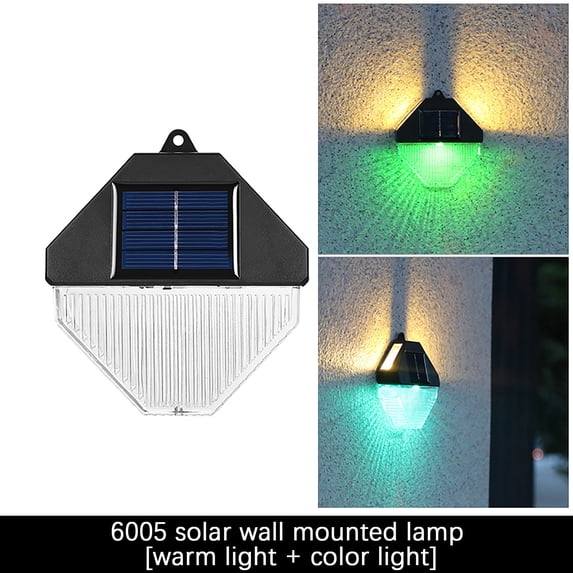 2 Pcs Solar Garden Lights Outdoor Simple Wall Lamp with Light on Three ...