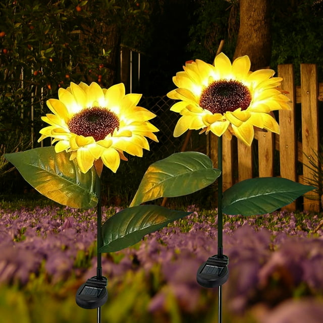 2 Pcs Solar Lights, Outdoor LED Stake Light, Waterproof Solar Powered ...