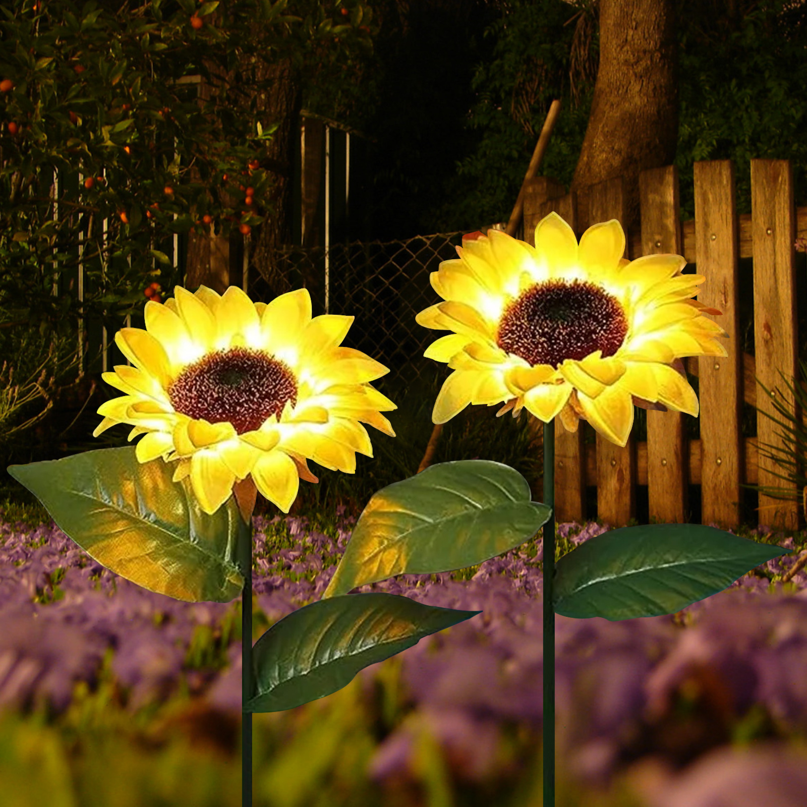 2 Pcs Solar Lights, Outdoor LED Stake Light, Waterproof Solar Powered ...