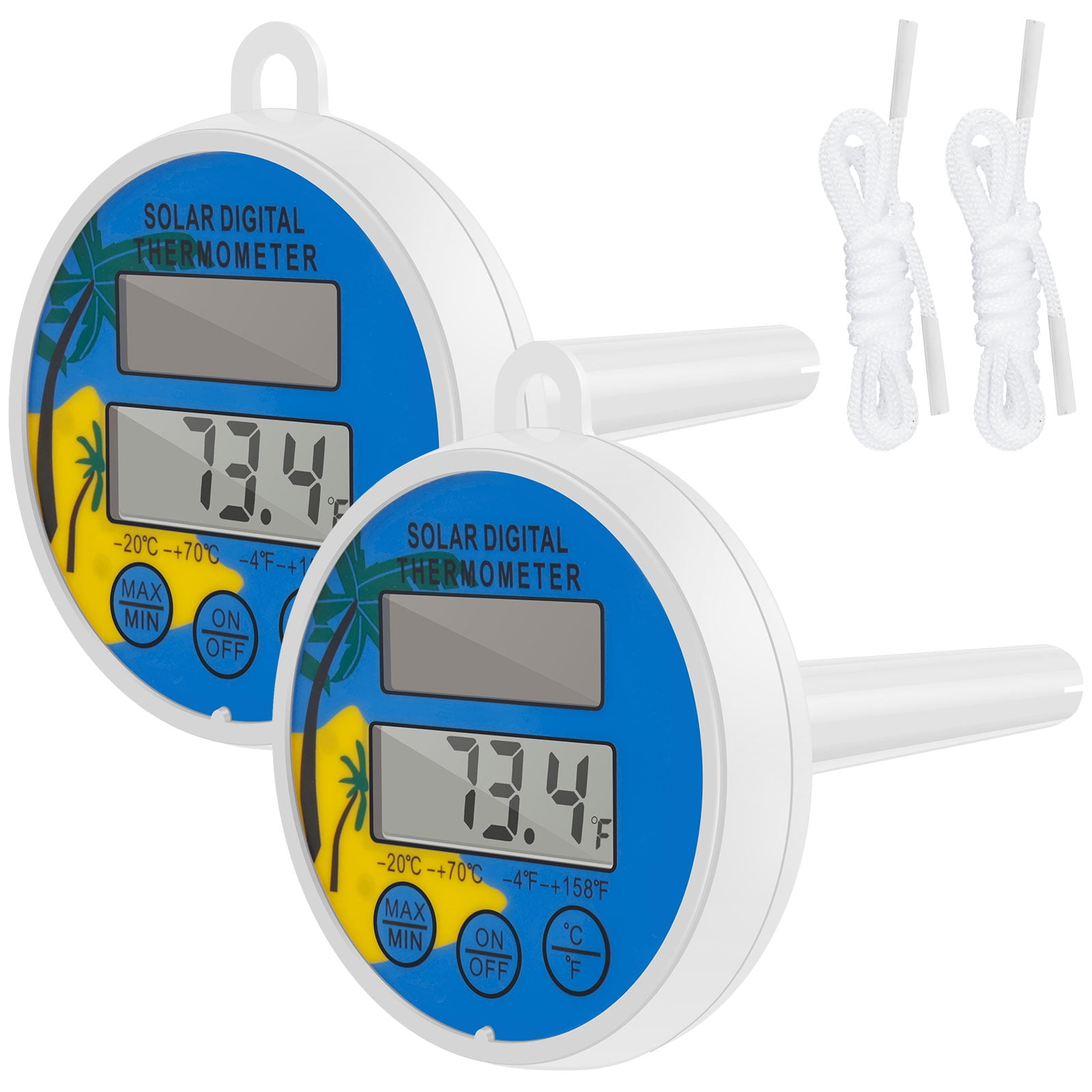 2 Pcs Solar Pool Thermometer Floating Digital Pool Thermometer with ...