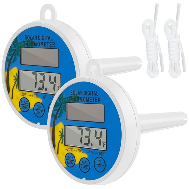 2 Pcs Solar Pool Thermometer Floating Digital Pool Thermometer with ...