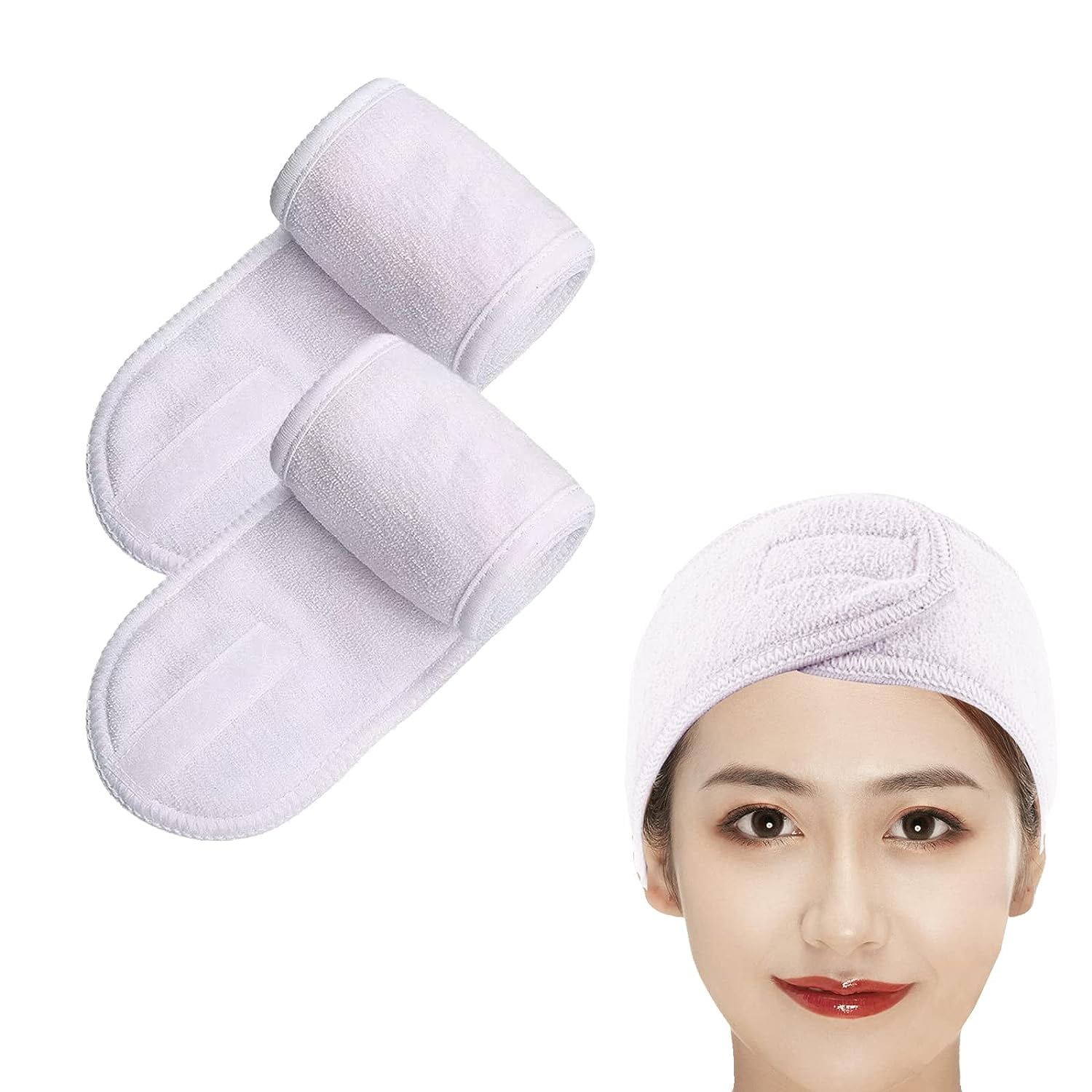 2 Pcs Spa Facial Headband, Soft Adjustable Face Wash Headband with ...
