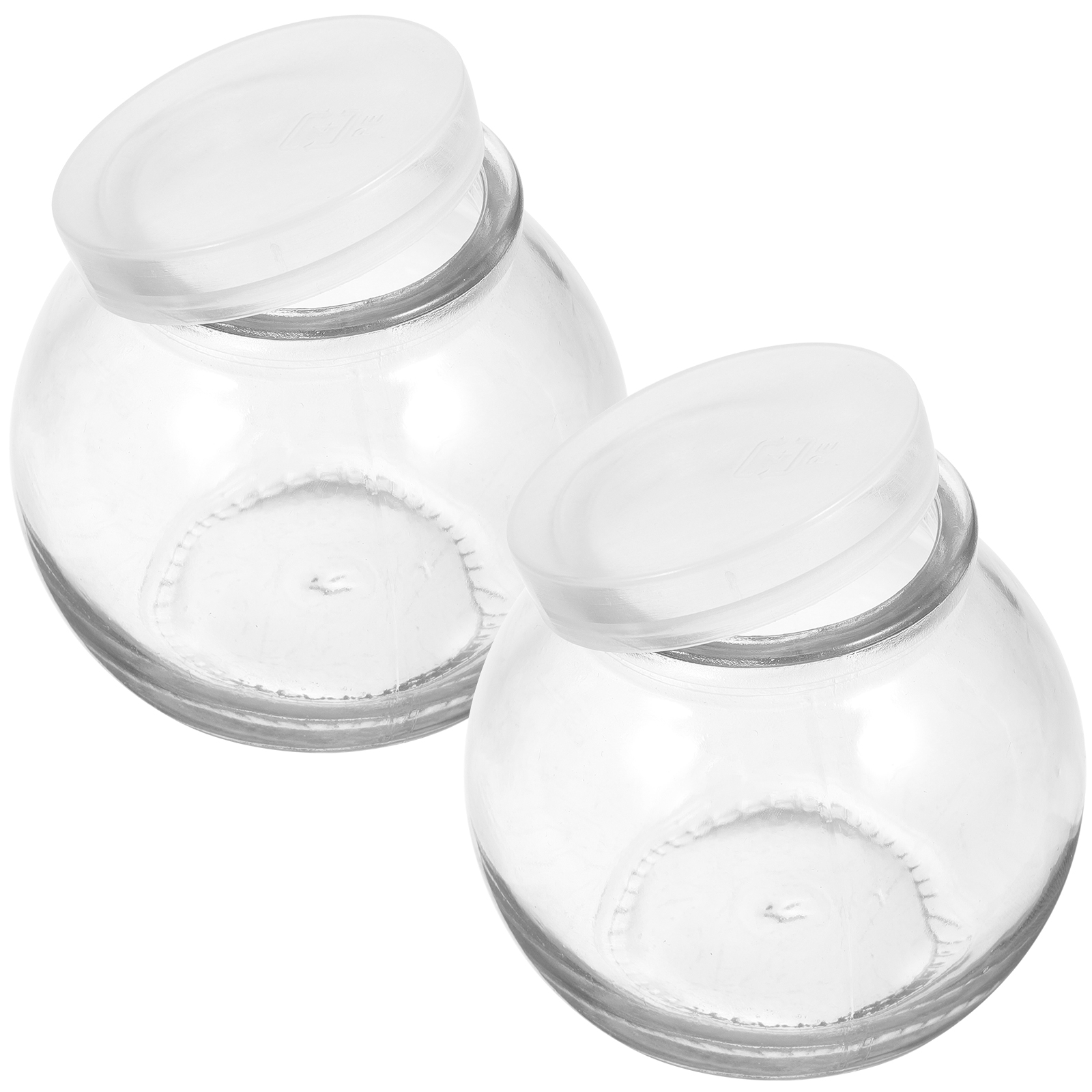 2 Pcs Spherical Pudding Bottle Glass Jar with Lid Yogurt Bottles ...
