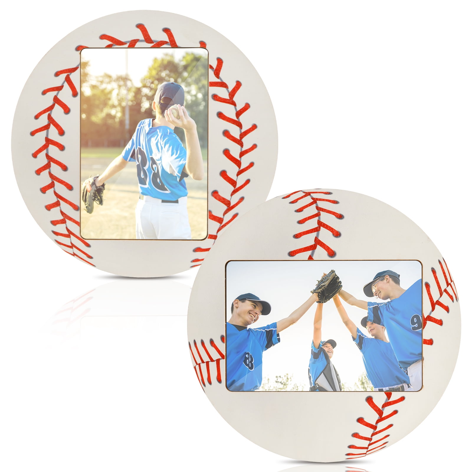 2 Pcs Sport Picture Frame Baseball/Soccer Wood Photo Frame Sport Themed ...