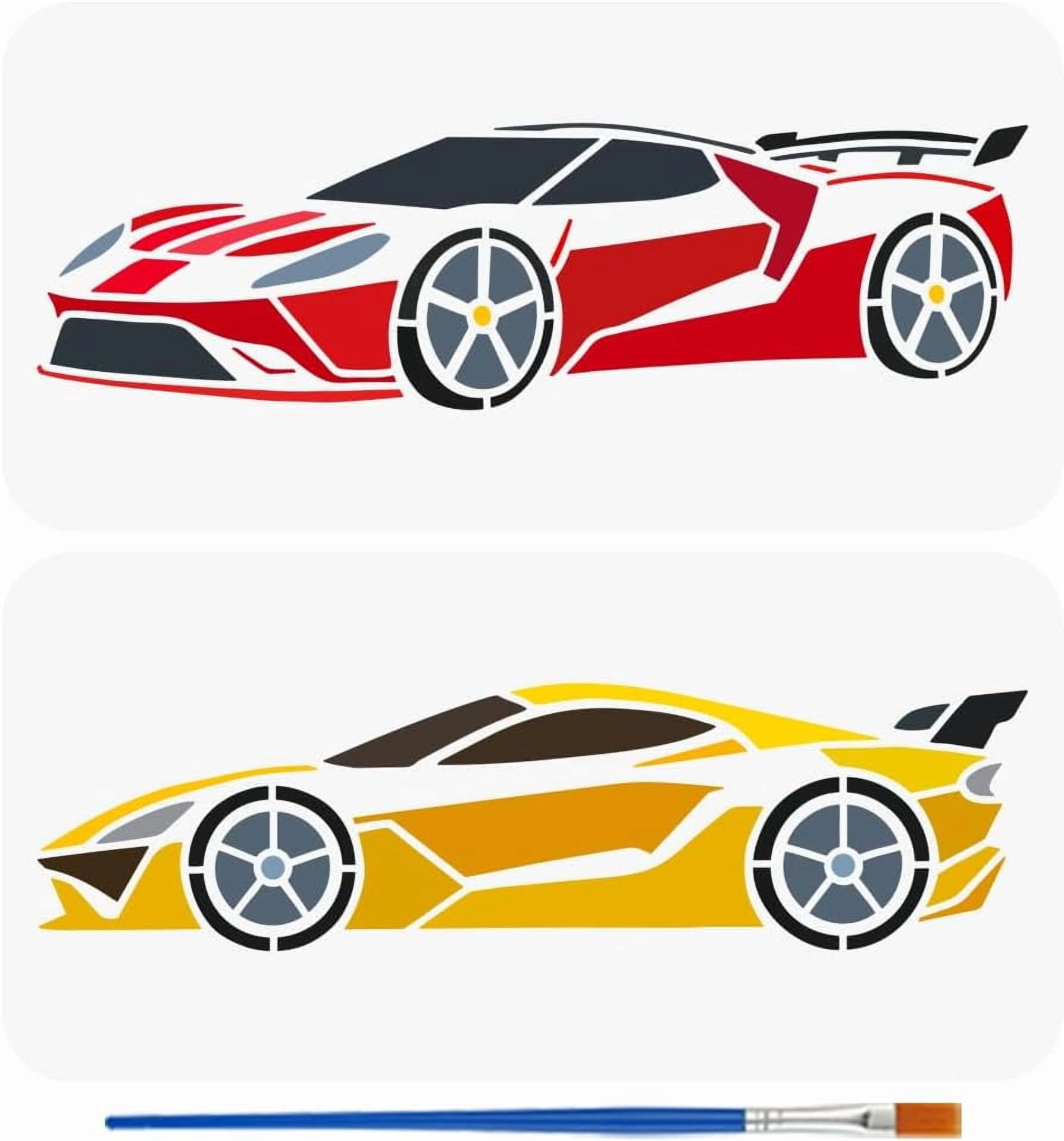 2 Pcs Sports Car Painting Stencil with Paint Brush 11.8x5.9inch ...