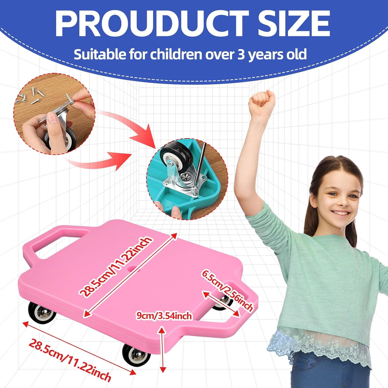 2 Pcs Sports Scooter Board with Handles for Kids Indoor Outdoor ...