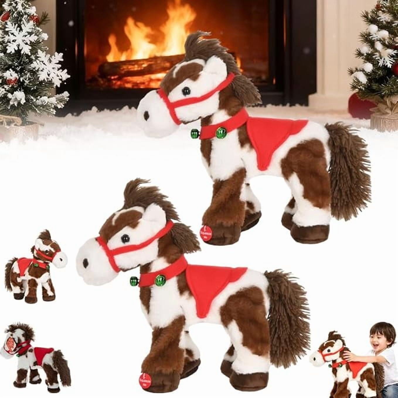 2 Pcs Spotted Electric Walking Pony Plush Horse, Interactive Horse ...
