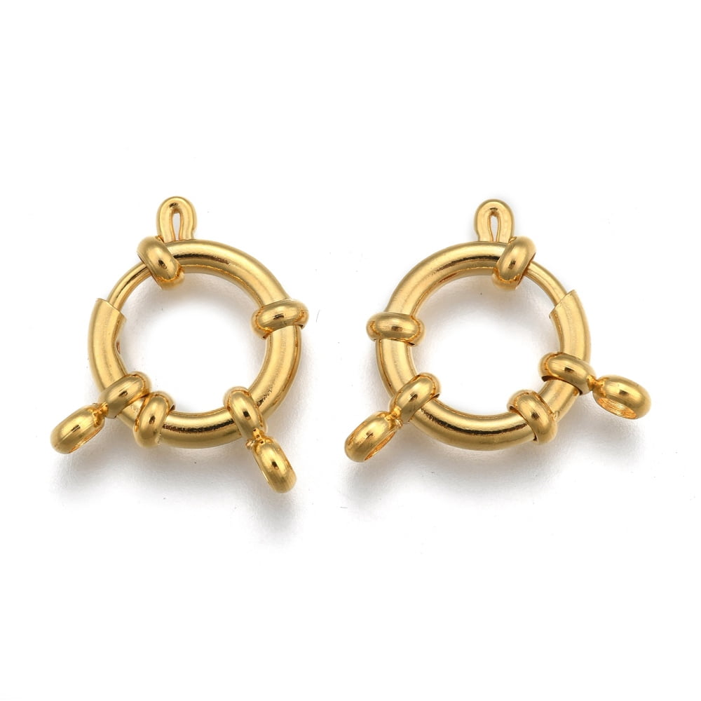 2 Pcs Spring Clasps 304 Stainless Steel Spring Clasps Real 24K Gold ...