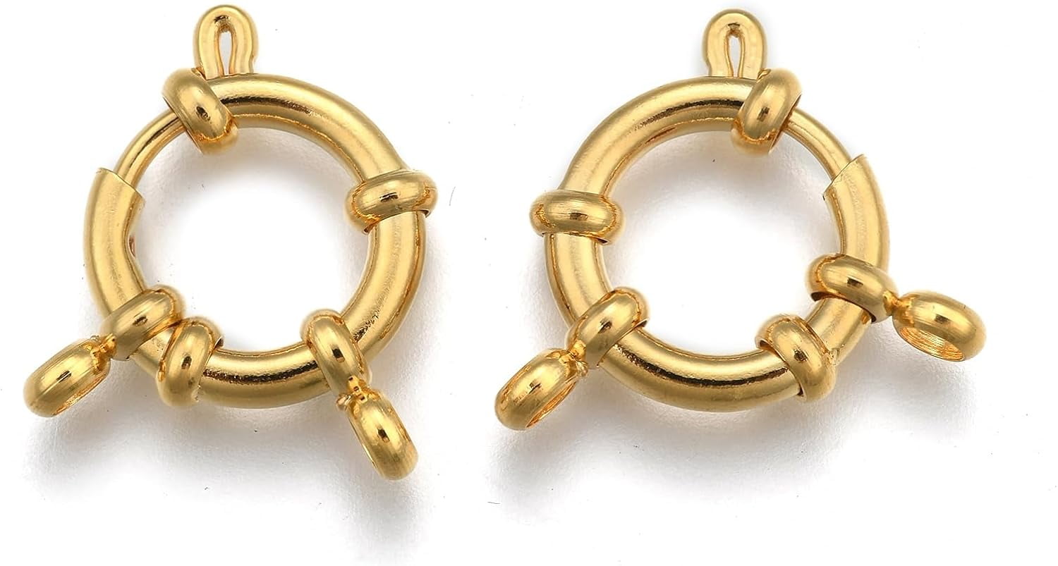 2 Pcs Spring Clasps 304 Stainless Steel Spring Clasps Real 24K Gold ...