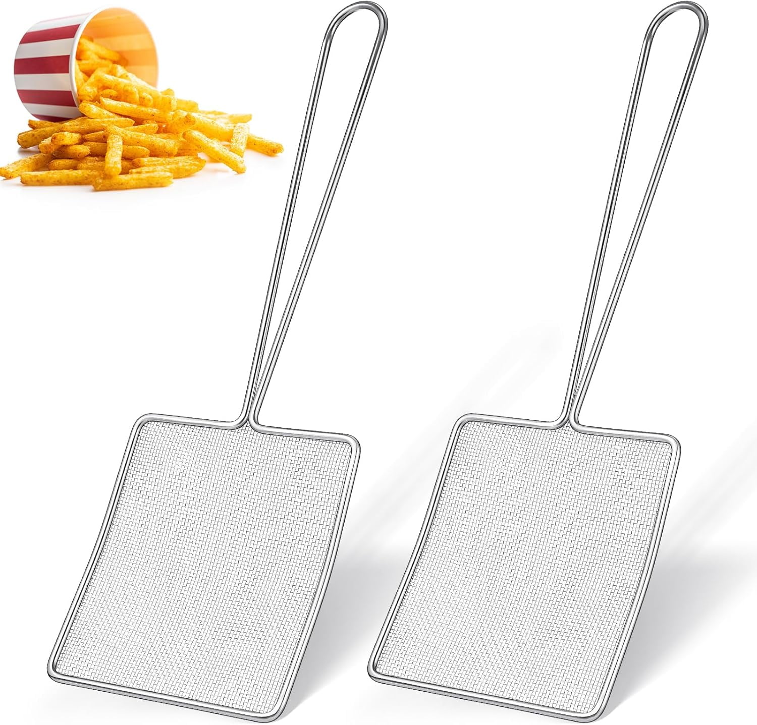 2 Pcs Square Fine Mesh Skimmer Oil Skimmer for Deep Fryer Frying Scoop ...