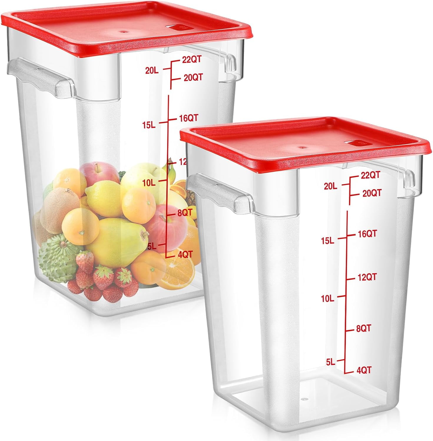 2 Pcs Square Food Storage Container Polycarbonate Clear Food Container ...