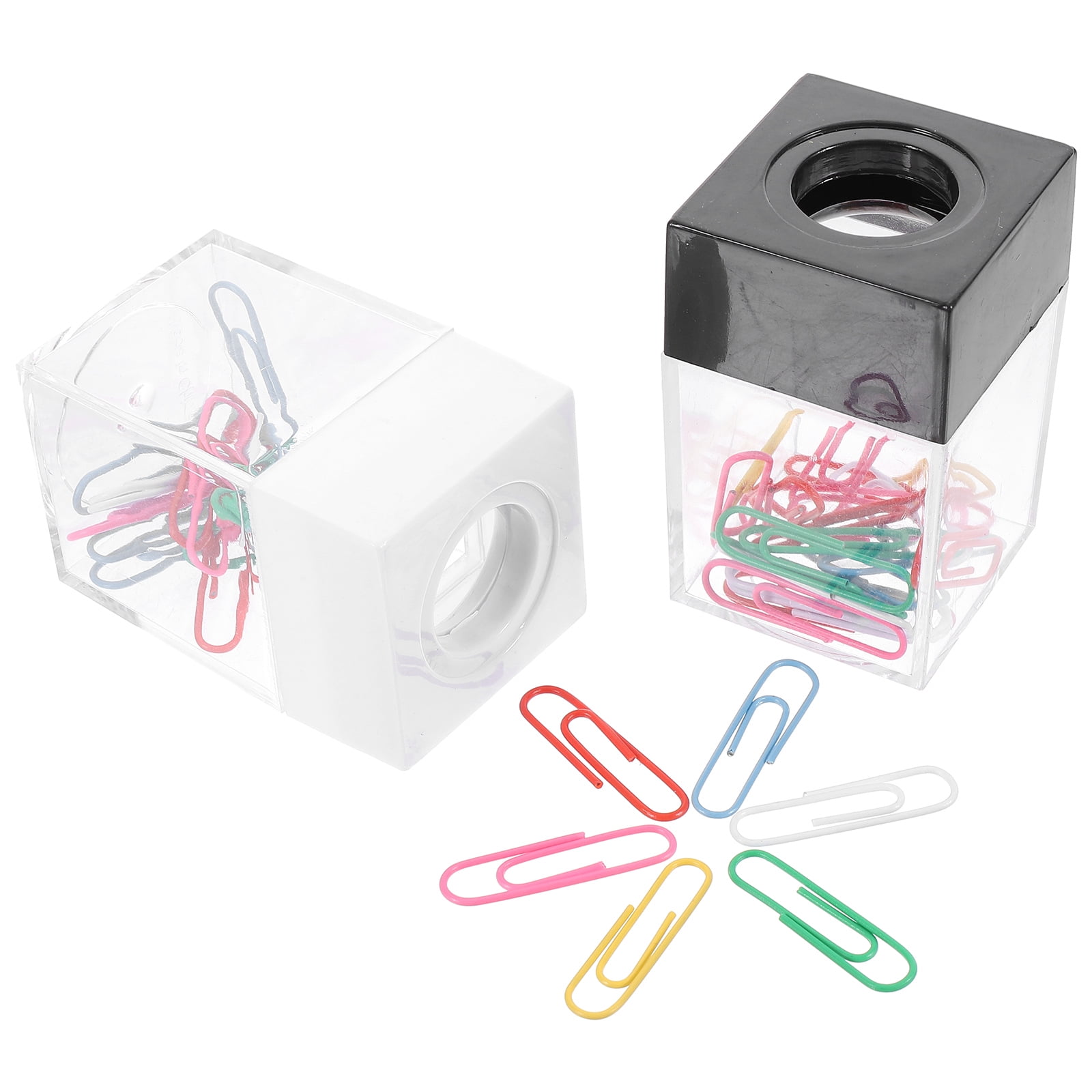 2 Pcs Square Macaron Color Magnetic Paper Clip Storage Bucket Clips ...