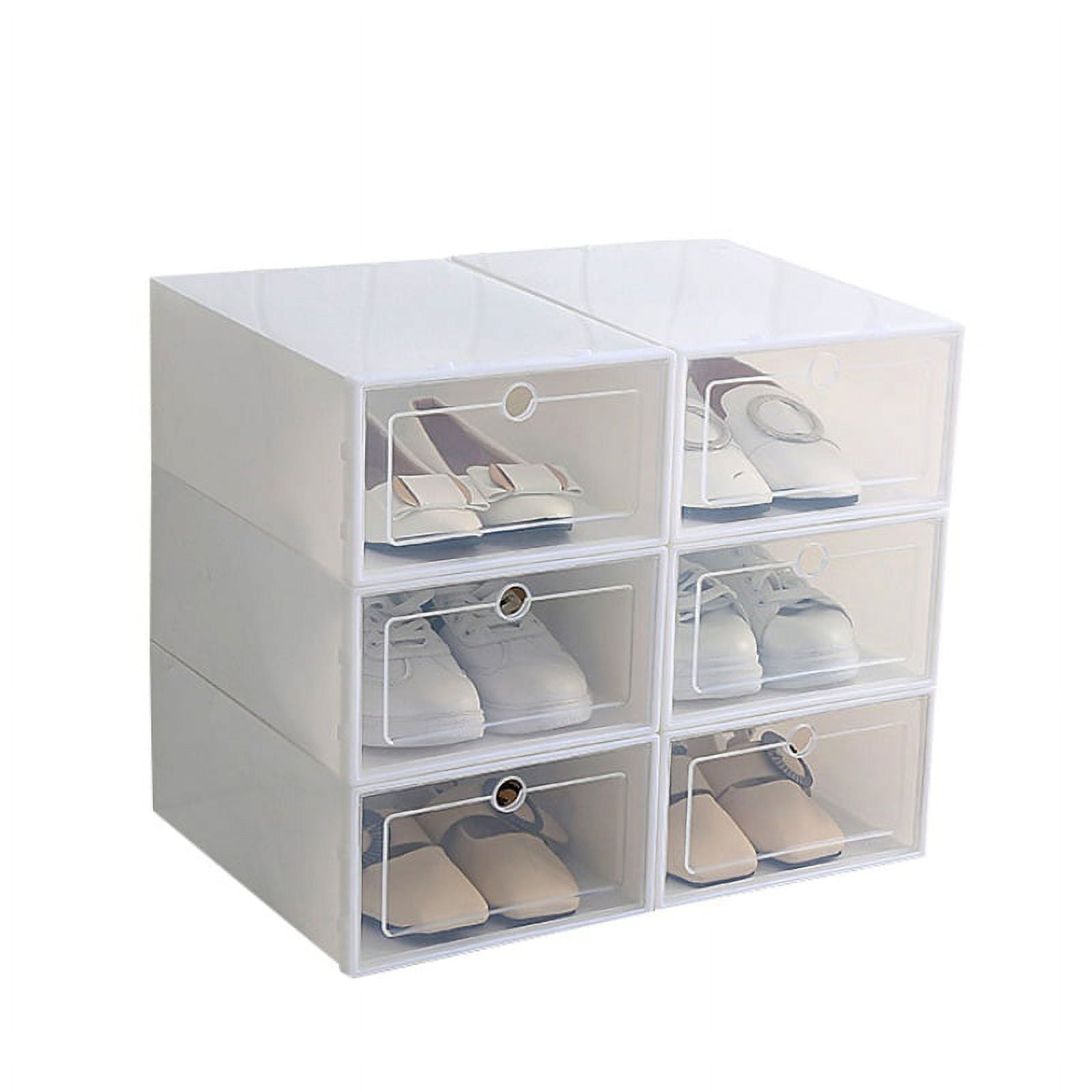 2 Pcs Stackable Shoe Boxes with Lids, 13.2” x 9.1” x 5.5”, Clear ...