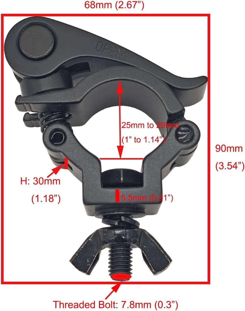 2 Pcs Stage Lighting Clamp 1-1.14 Inch Lighting Mount Fits 25-29mm OD ...