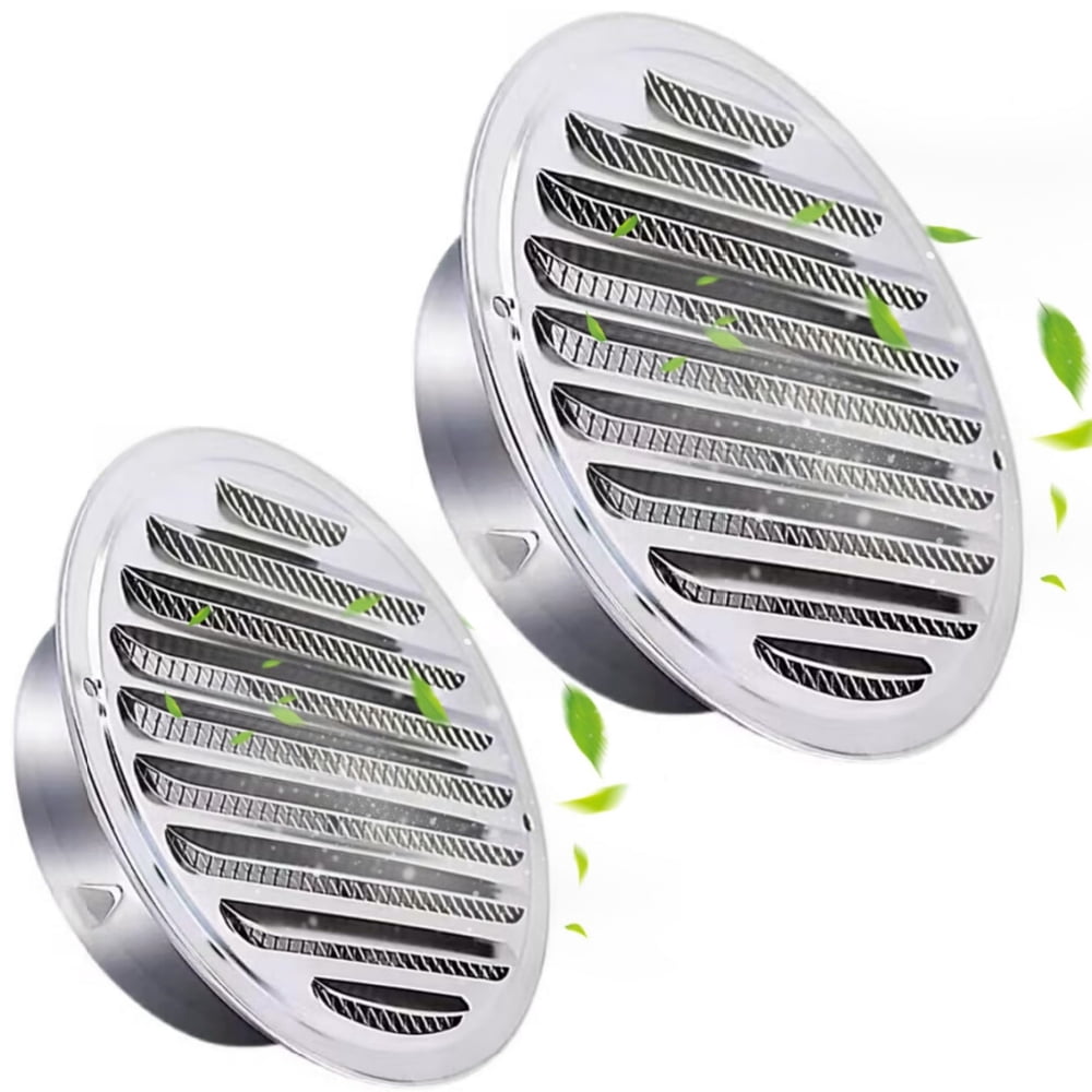 2 Pcs Stainless Steel Air Vents, Boriyuan Louvered Grille Round Vent ...