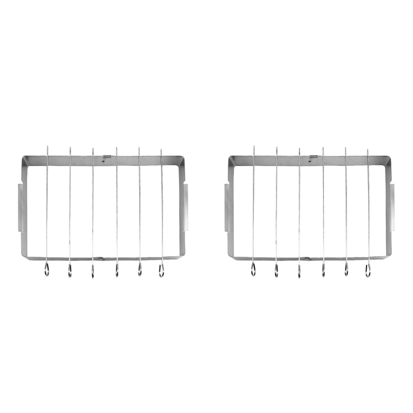 2 Pcs Stainless Steel BBQ Shish Kabob Set, Foldable Shish Kabob Holder ...