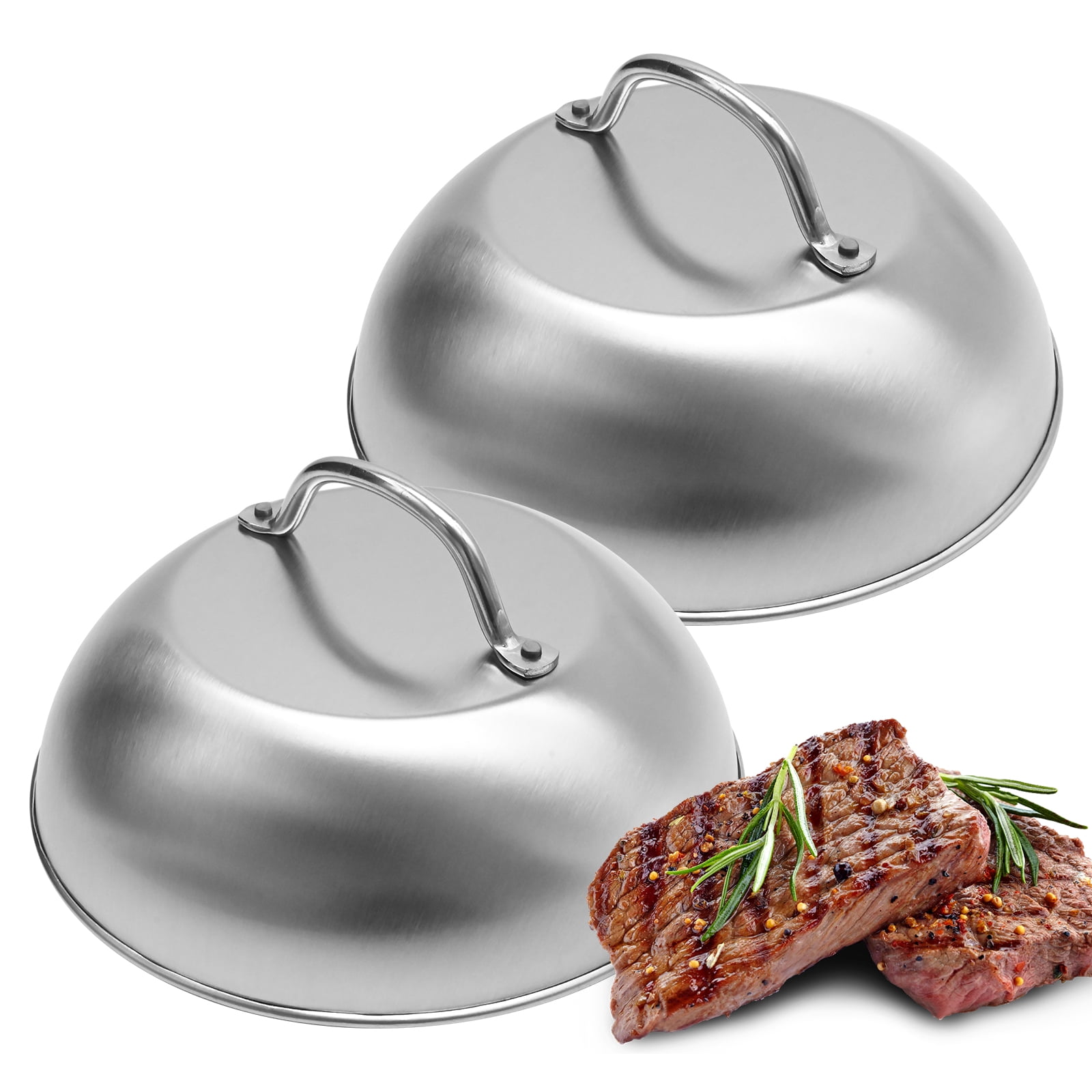 2 Pcs Stainless Steel Basting Covers, 8.88 x 4.13 Inches Round Scald ...