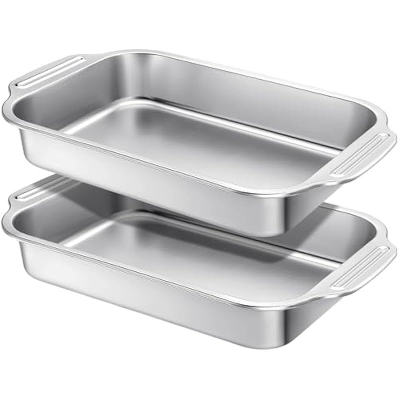 2 Pcs Stainless Steel Cake Pans, Rectangular Baking Pans, Cake Baking ...