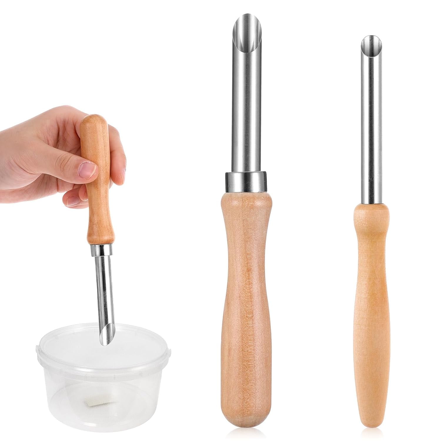 2 Pcs Stainless Steel Circular Clay Hole Cutters, Straw Puncher for ...