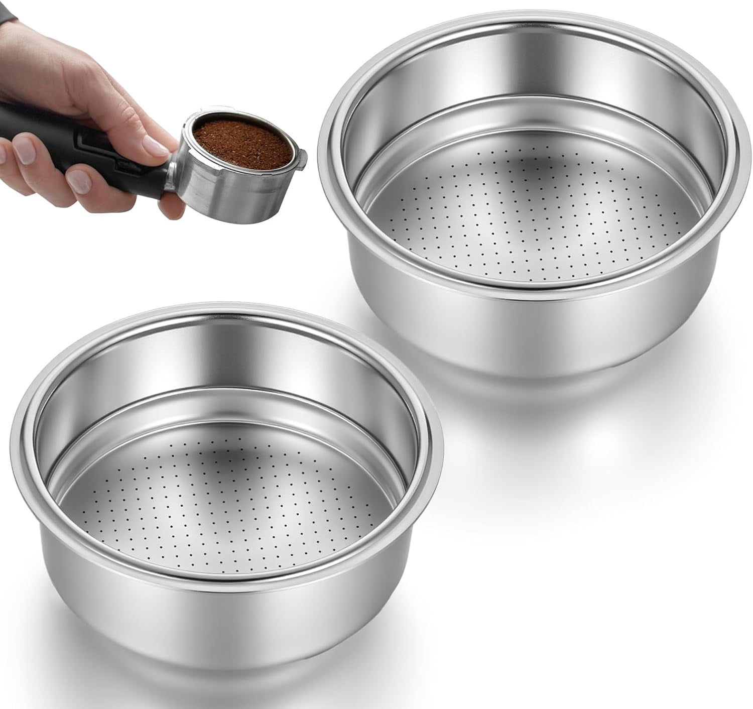 2 Pcs Stainless Steel Coffee Filter, 51mm Pressurized Espresso Filter ...