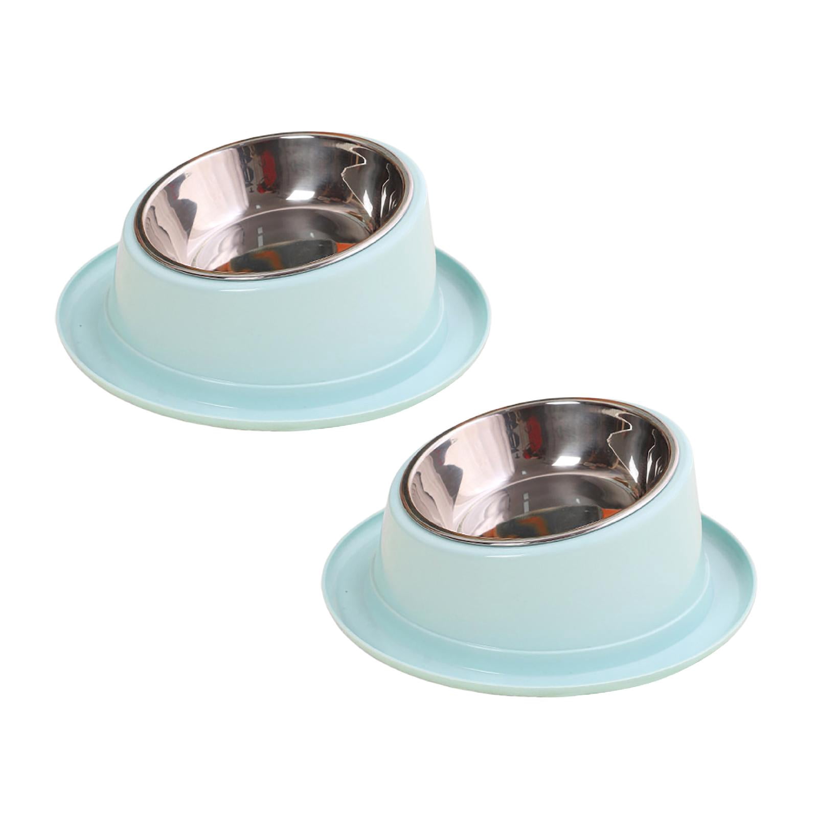 2 Pcs Stainless Steel Dog Bowls, 15° Tilted Elevated Cat Feeder, Raised ...
