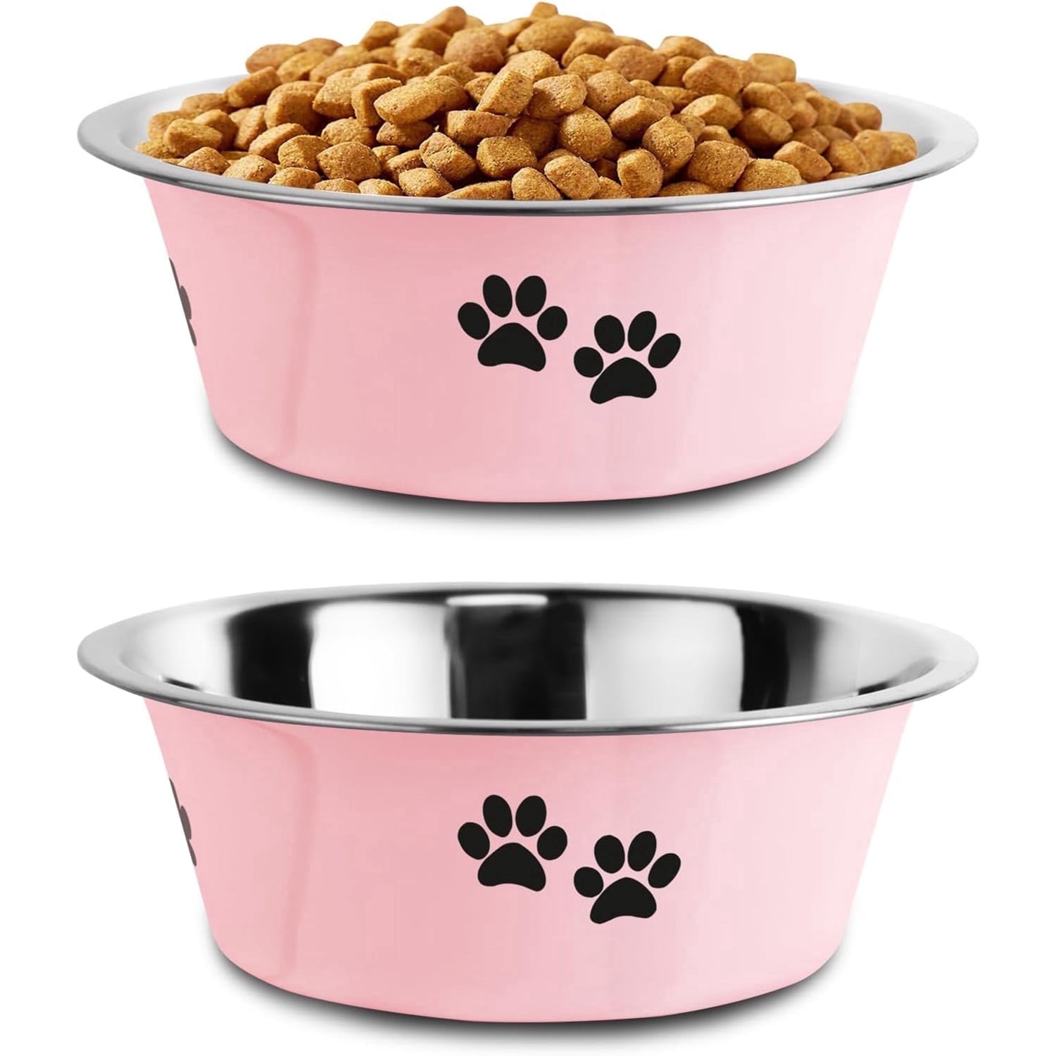 2 Pcs Stainless Steel Dog Bowls, Nonslip Rubber Bottom Insulated Dog ...