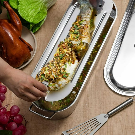 2 Pcs Stainless Steel Endurance Collection Fish Poaching Set, 20 Inch ...