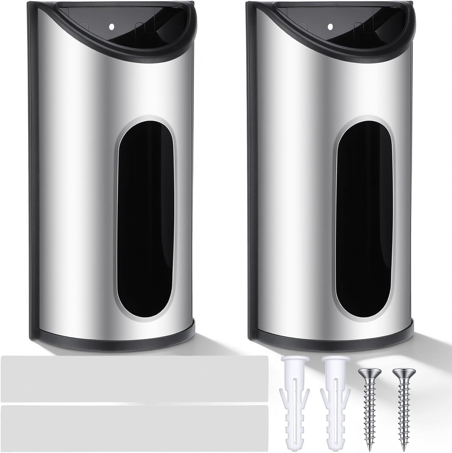 2 Pcs Stainless Steel Grocery Bag Holder Plastic Bag Organizer Wall ...