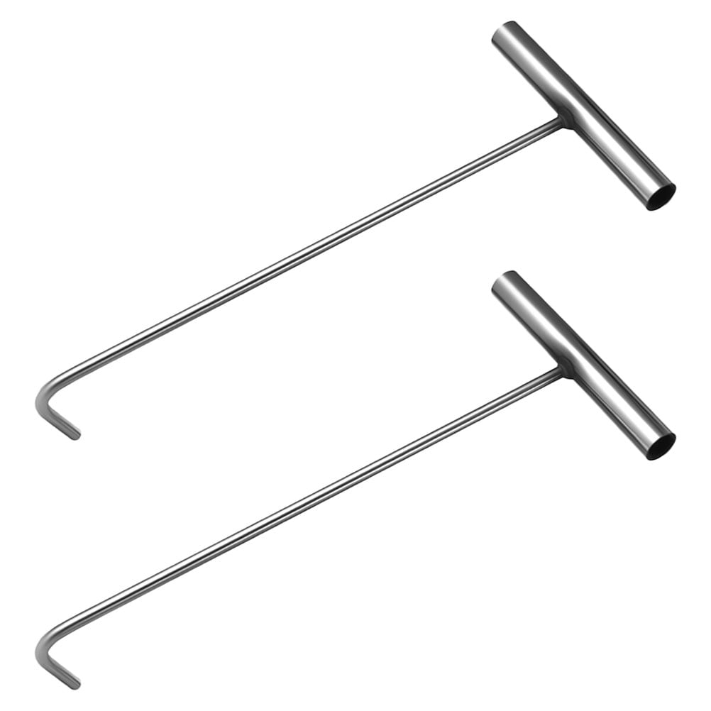 2 Pcs Stainless Steel Hook Hooks for Hanging Metal Manhole Lid Hook ...